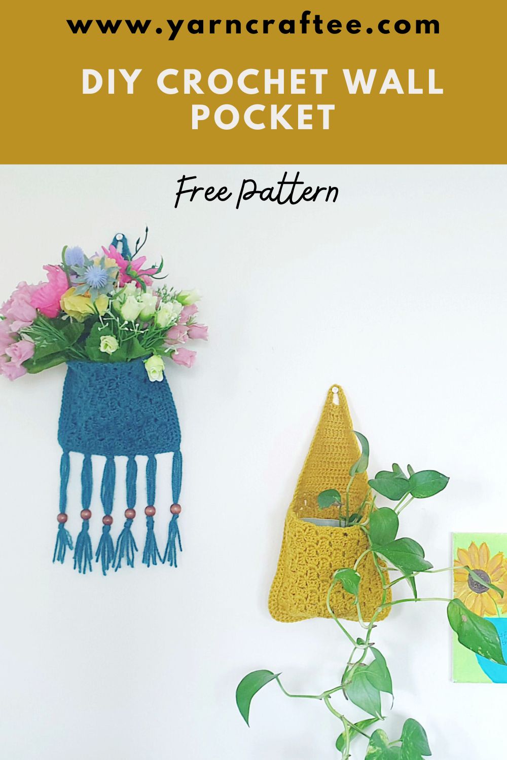 Free Crochet Pattern - C2C Crochet Wall Pocket - Yarn Craftee